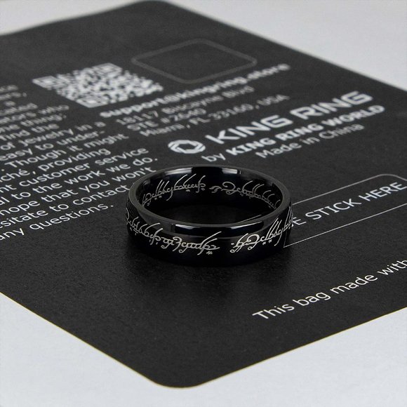 Accessories | Hobbit Lord Of The Rings Black Elvish Rune Engraving Ring ...